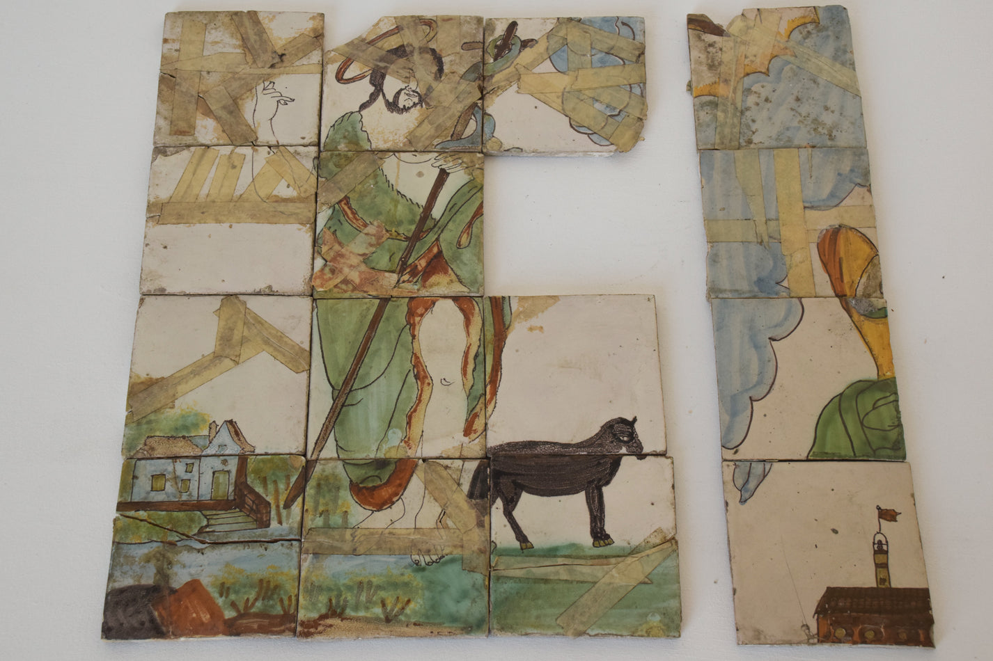 Antique Polychrome Tiles - Mural of Jesus – Modern Decorative
